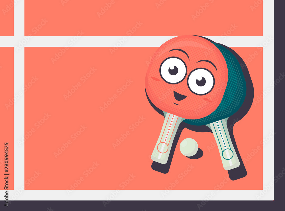 Ping pong racket with ball. Table tennis sport equipment poster vector ...