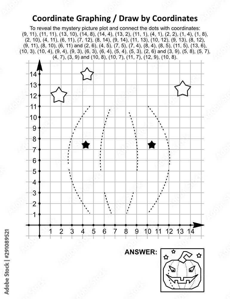 Coordinate graphing, or draw by coordinates, math worksheet with ...
