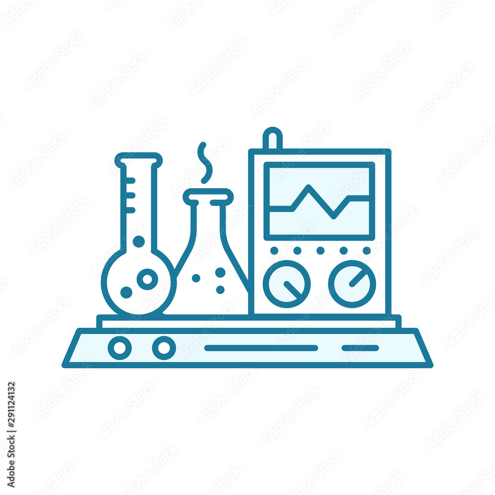 Measurement test analysis icon. Device, chemistry laboratory equipment ...