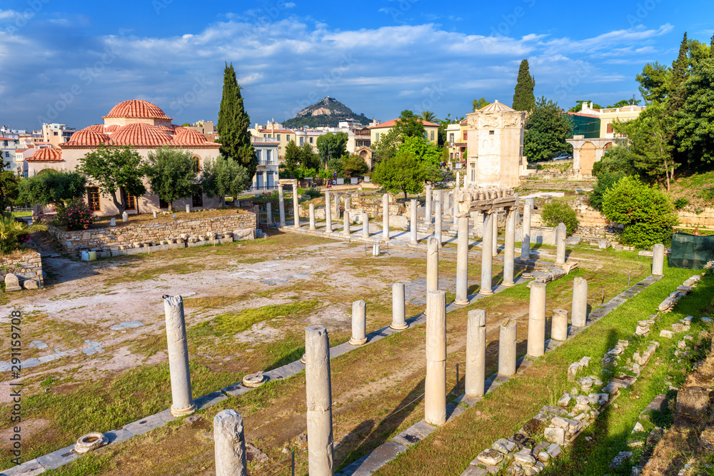 Roman Agora in summer, Athens, Greece. It is a famous landmark of ...