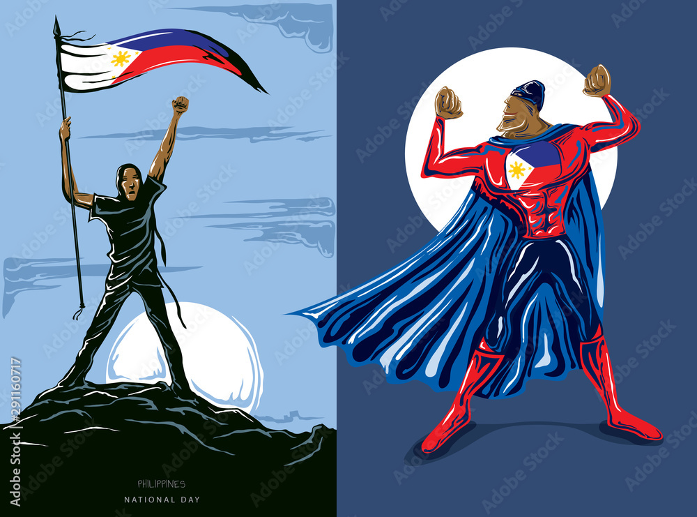 Super Hero with Philippines Flag, Filipino flag and color --Vector Art ...