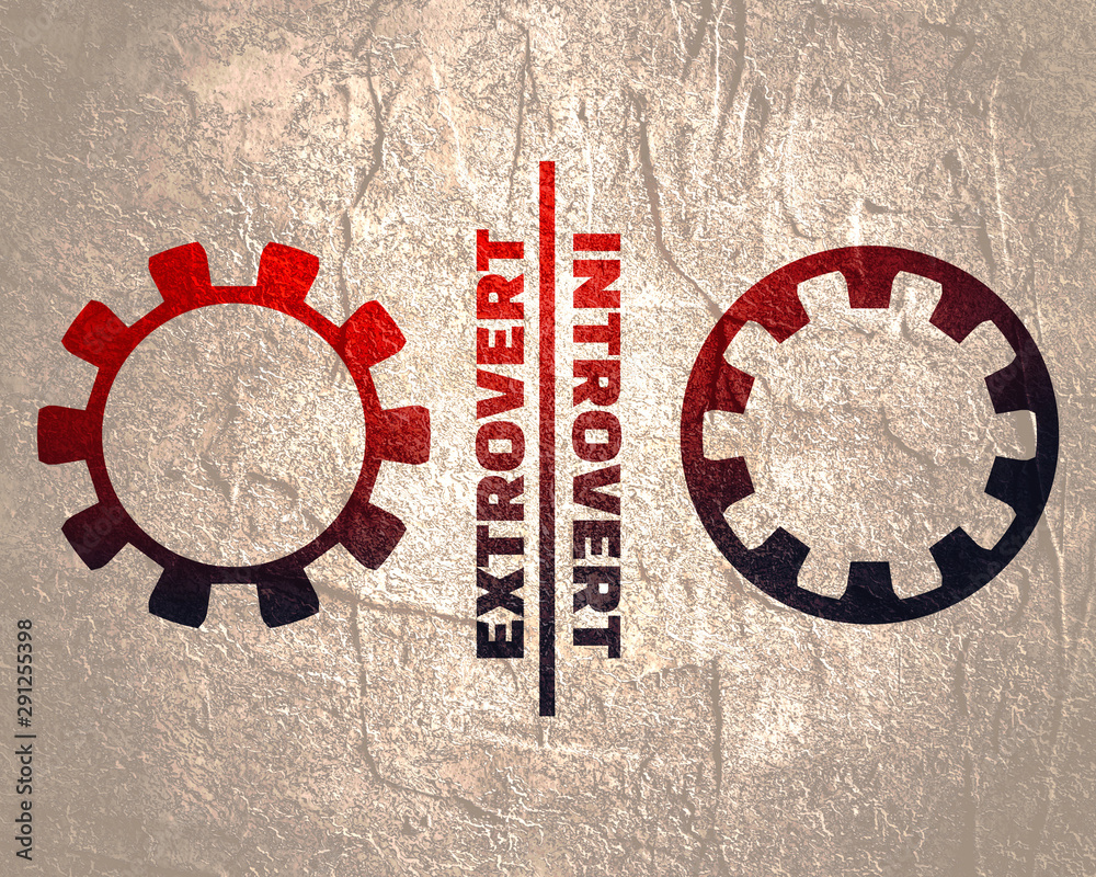 Extrovert and introvert. Mechanism of gears. Communication concept in ...