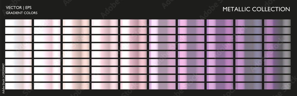Pearl metal gradient set. Colorful palette background template for ...