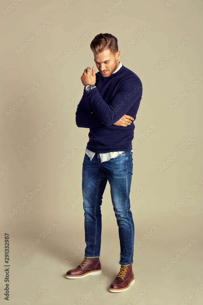 Handsome Charming Fashionable Young Adult Man with Blue Chic Elegant ...