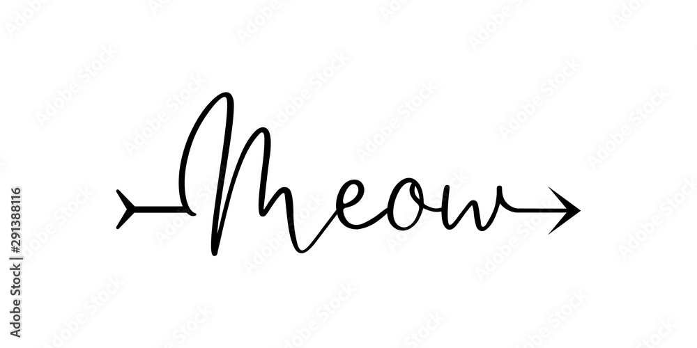 Meow writing with arrow hand draw word. Element of word in arrow style ...
