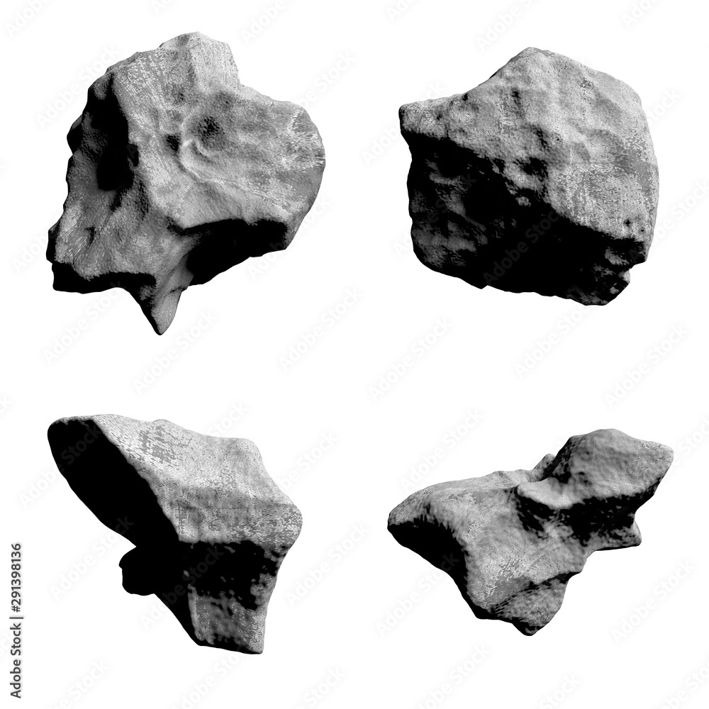Meteorite stones set on white background Stock Illustration | Adobe Stock