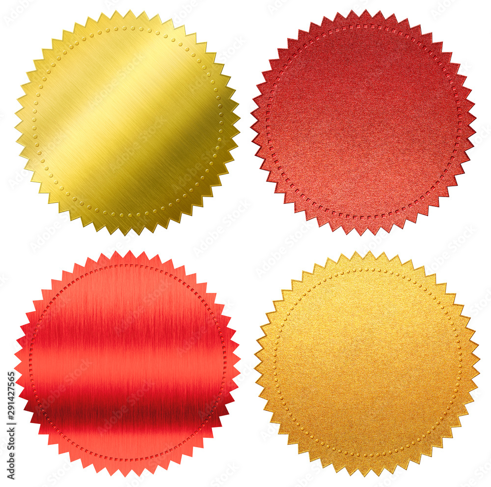 diploma or certificate metal foil seals or medals set isolated Stock ...