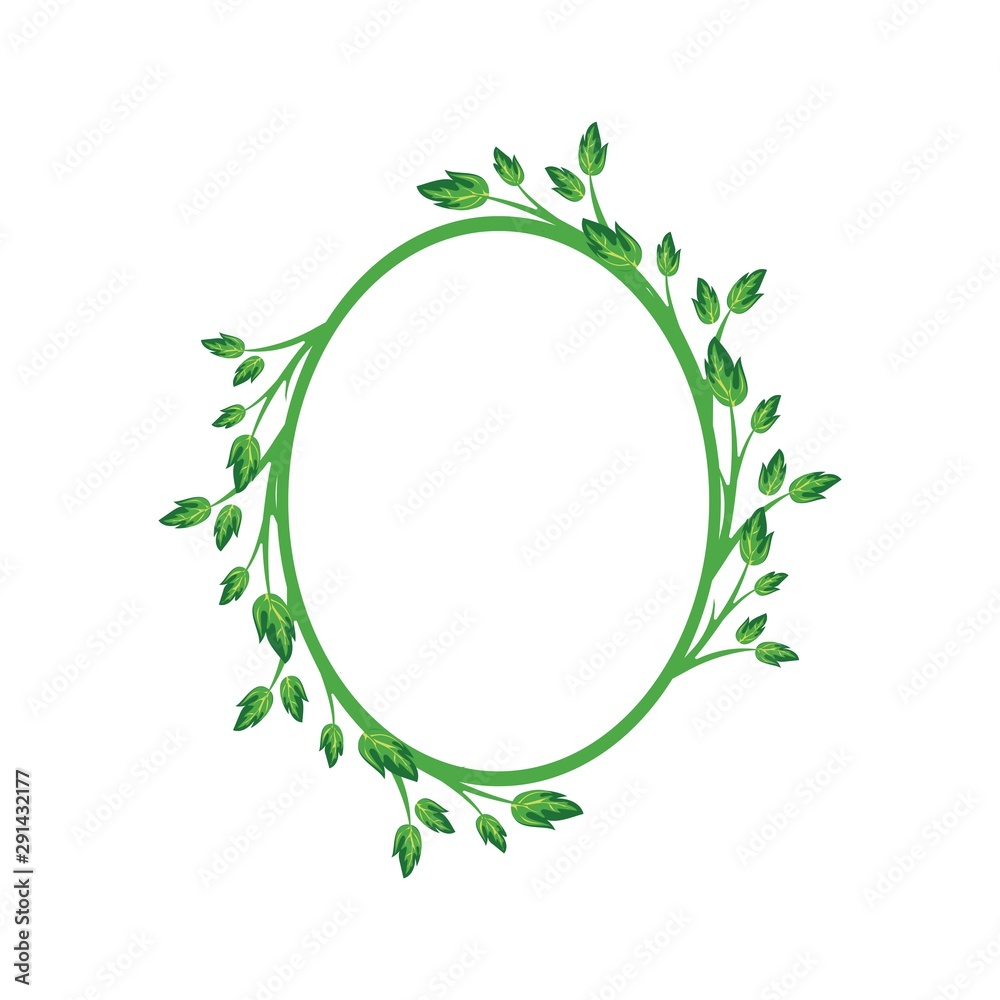 Vector concept oval green photo frame. Blank template to decorate the ...
