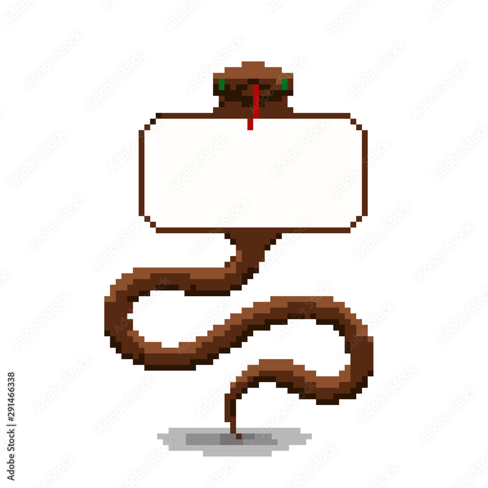 Snake shows an empty screen. Pixel art vector illustration. Stock ...