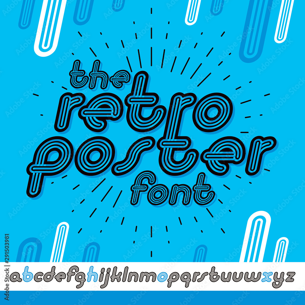 Vector retro lowercase English alphabet letters collection. Cool disco ...