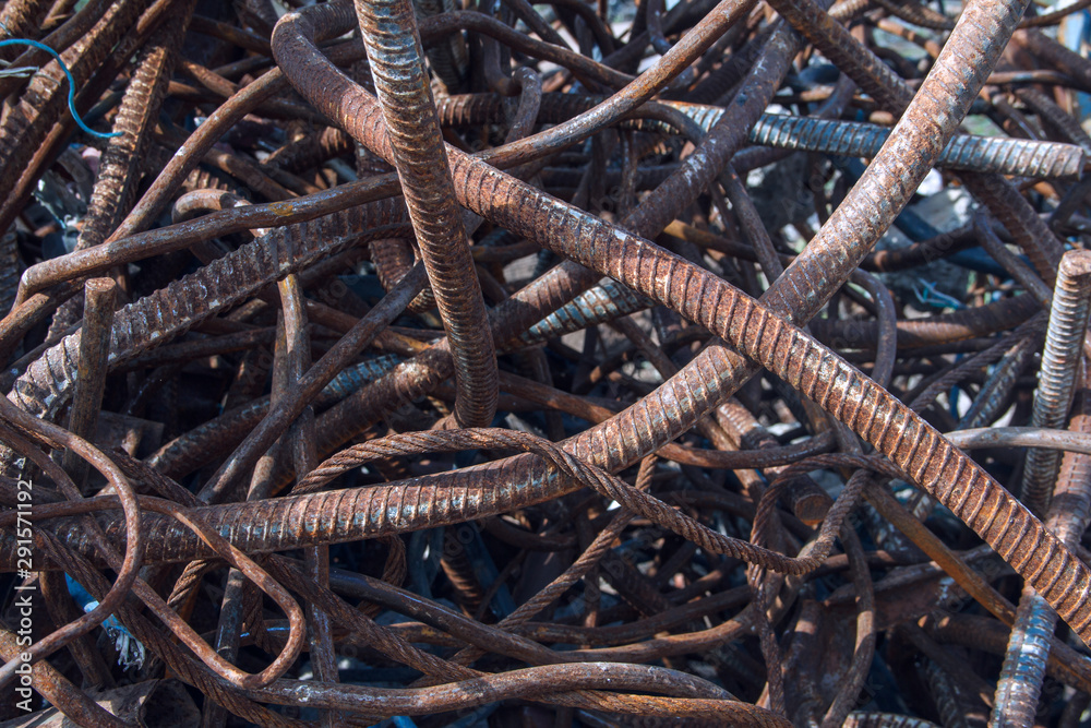 Industrial background. Rebar texture. Old rusty rebar for concrete ...