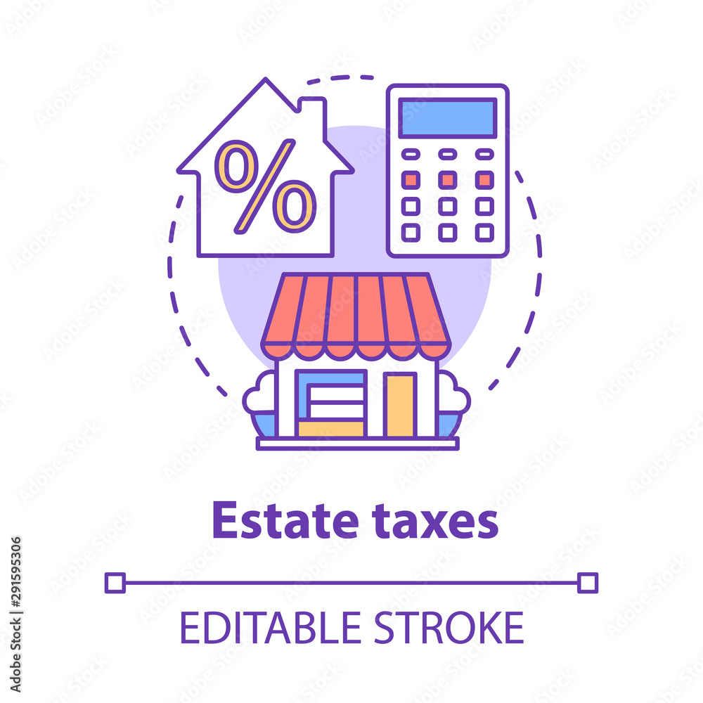 Estate taxes concept icon. Financial levy idea thin line illustration ...