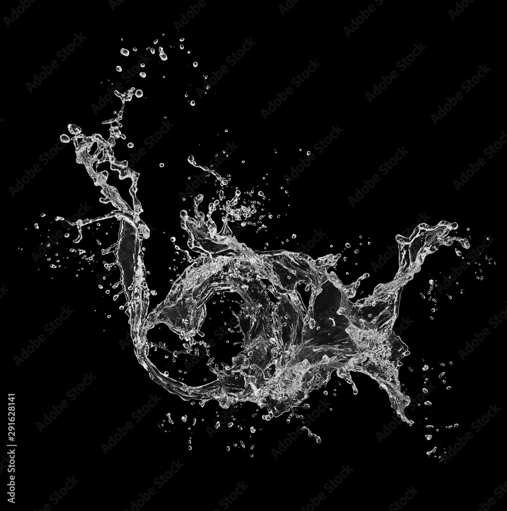 Fresh water splash isolated on black background Stock Photo | Adobe Stock