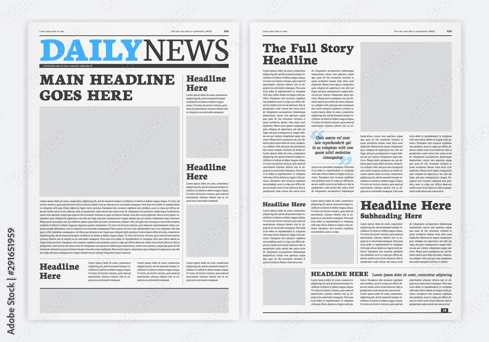 Graphical Layout Newspaper Template Stock Vector | Adobe Stock