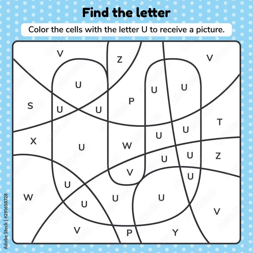 Vector illustration. Coloring book letter for kids. Worksheet for ...