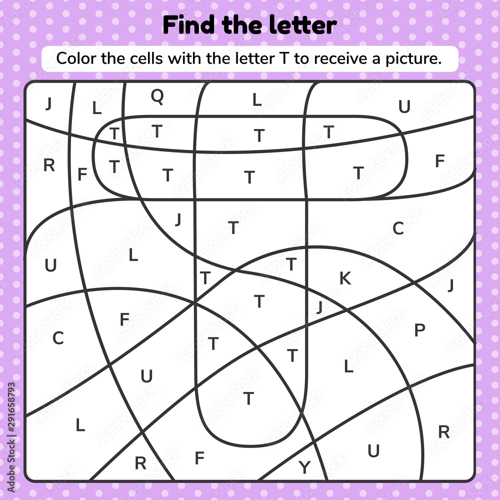 Vector illustration. Coloring book letter for kids. Worksheet for ...