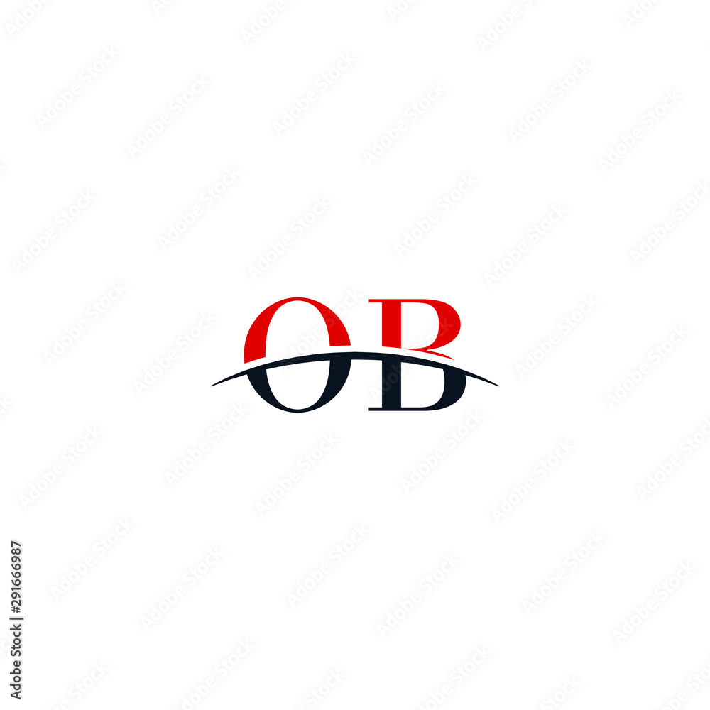 Initial letter OB, overlapping movement swoosh horizon logo company ...