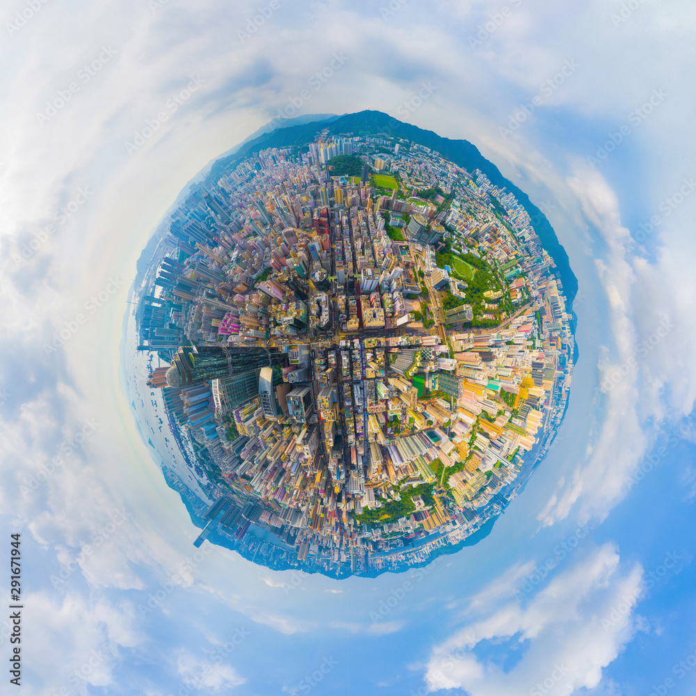 Little planet 360 degree sphere birds eye view. Panoramic view of ...