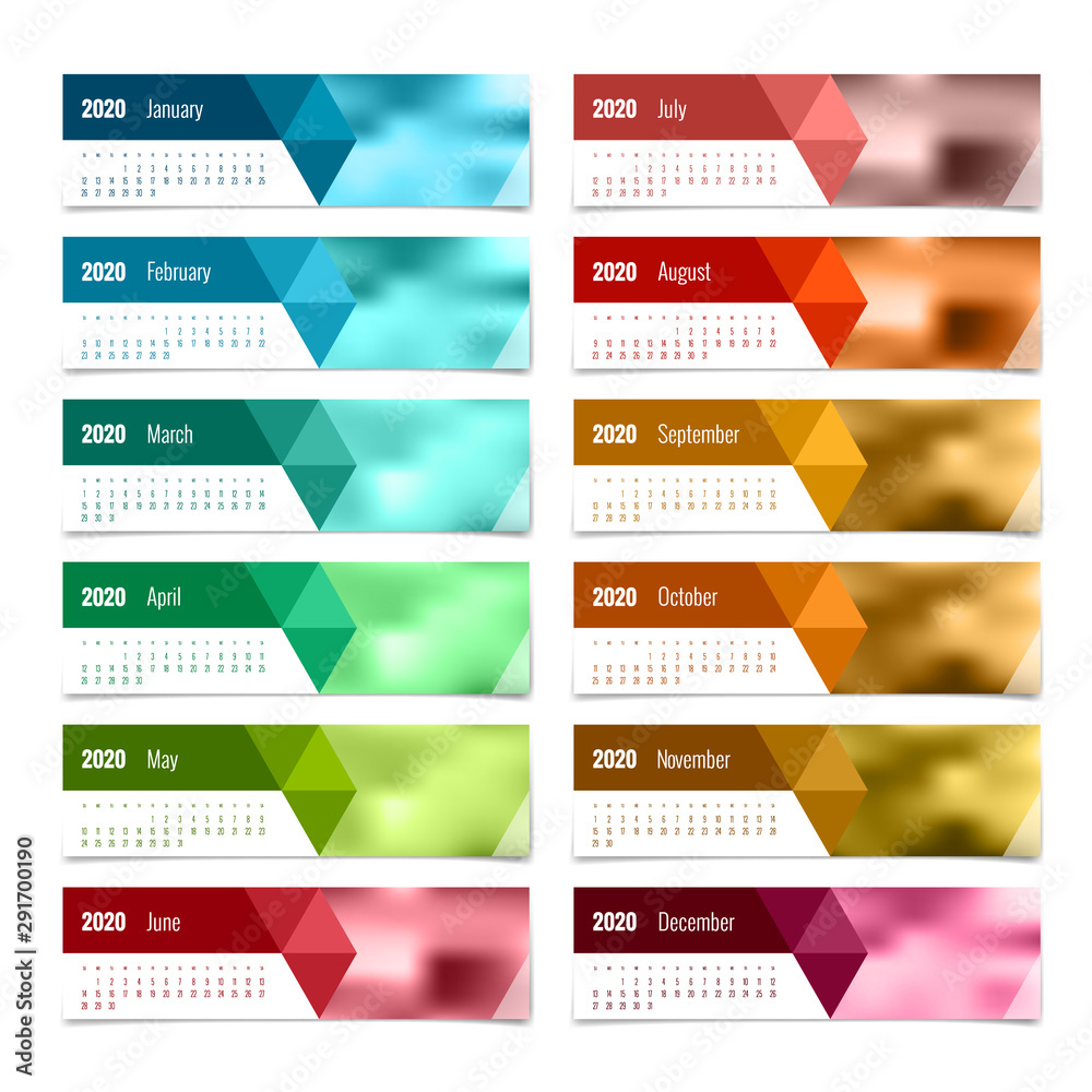 2020 year calendar. Holiday event planner. Week Starts Sunday ...