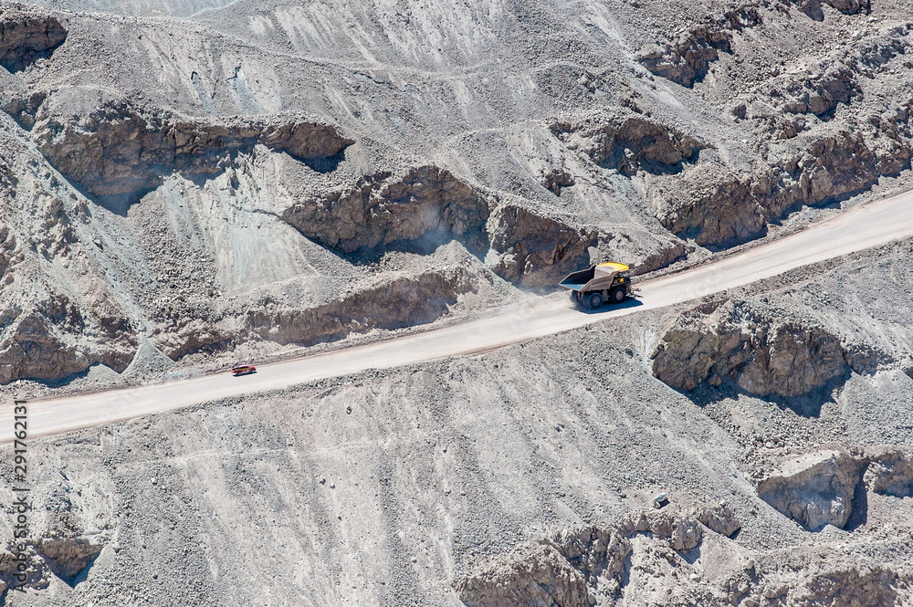 Big trucks and machinery at Chuquicamata, world's biggest open pit ...