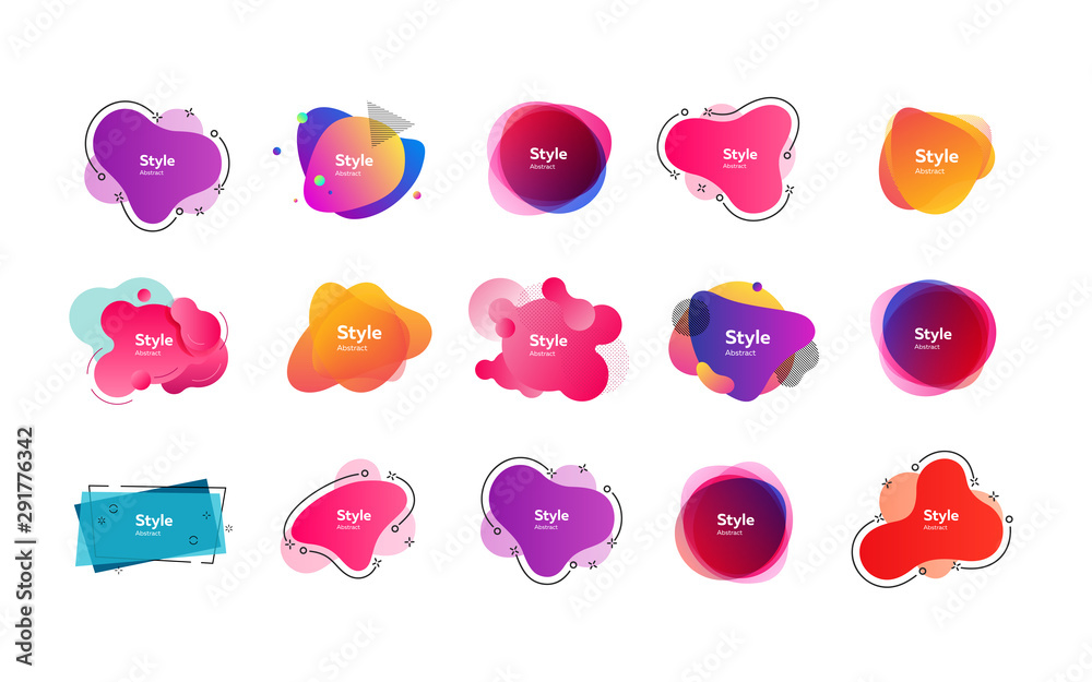 Bright multi layer irregular shapes set. Multicolored abstract figures ...