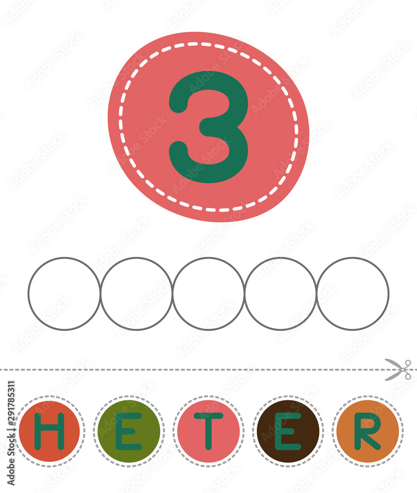 Vector de Stock Cut and glue. Worksheet for preschool kids. Words ...