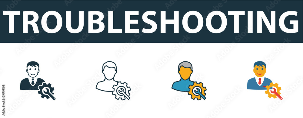 Troubleshooting icon set. Premium symbol in different styles from ...