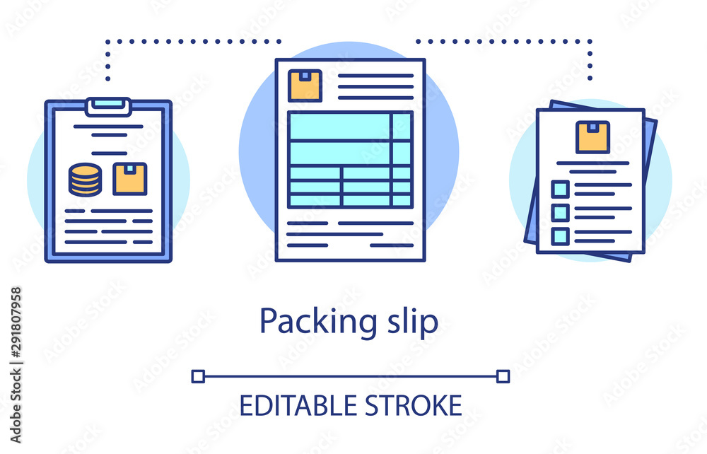 Packing slip concept icon. Delivery docket idea thin line illustration ...