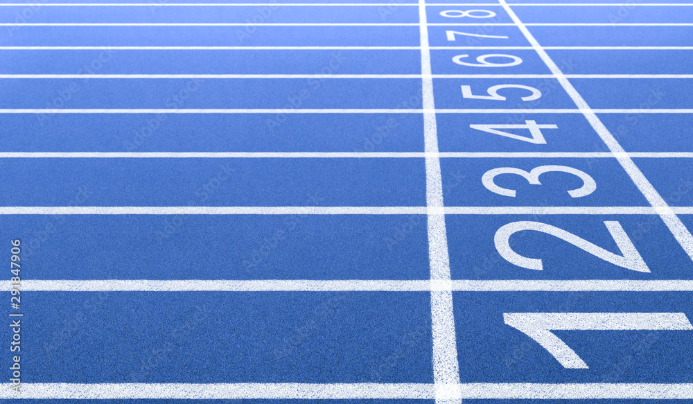Athlete running track with number on the start . Side view and close-up ...