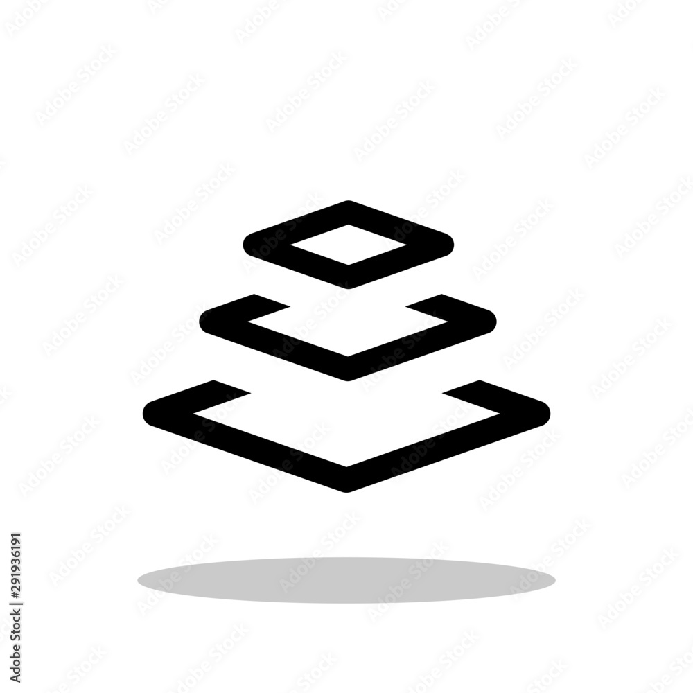 Three layers icon in trendy flat style. Layered material symbol for ...