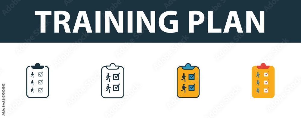 Training Plan icon set. Premium symbol in different styles from fitness ...