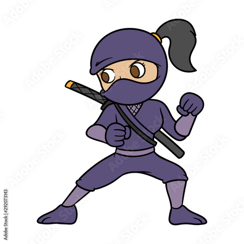 Cartoon Female Ninja Vector Illustration Stock Vector | Adobe Stock