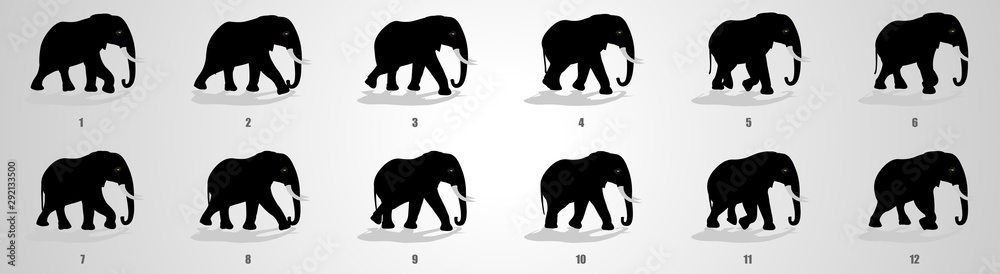 Elephant run cycle animation sequence Stock Vector | Adobe Stock