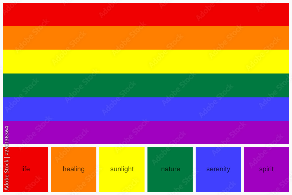 Collage and color palette with meaning to each of colors of rainbow ...
