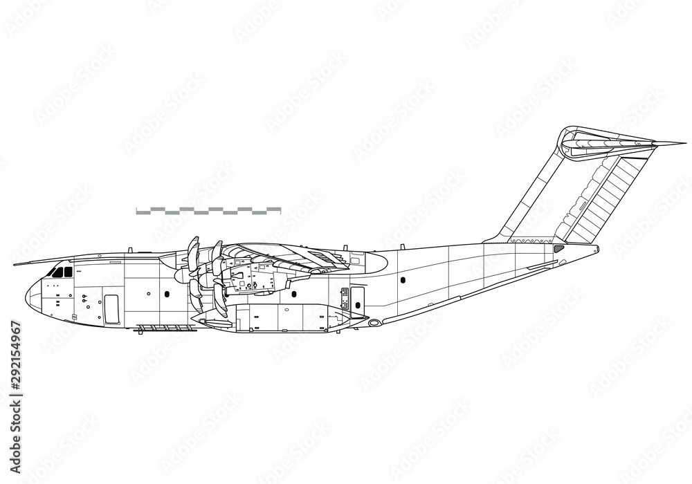 Airbus A400M Atlas. Outline vector drawing Stock Vector | Adobe Stock