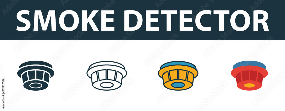 Smoke Detector icon set. Premium symbol in different styles from fire ...