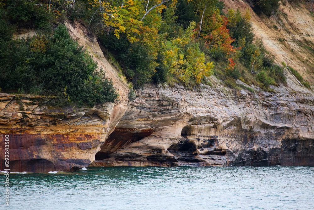 Pictured Rocks National Lakeshore in the south shore of Lake Superior ...