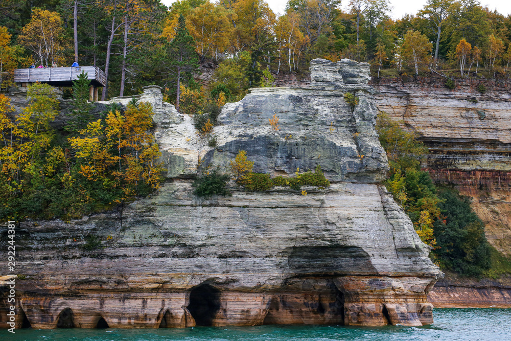 Pictured Rocks National Lakeshore in the south shore of Lake Superior ...