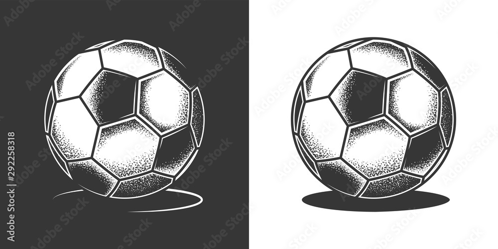 Original monochrome vector illustration of a retro style soccer ball ...