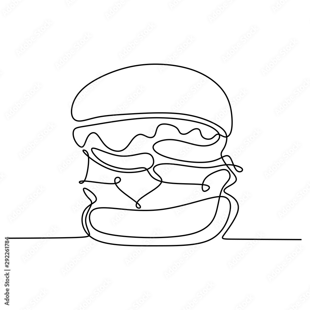 one line drawing of burger food minimalism design vector illustration ...