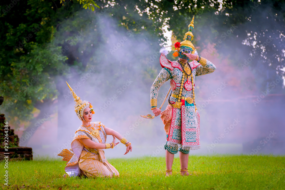 Khon is art culture Thailand Dancing in masked Tos-sa-kan and ...