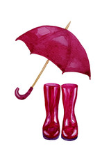 Rain Boots & Umbrella Clip Art Free Stock Photo - Public Domain Pictures