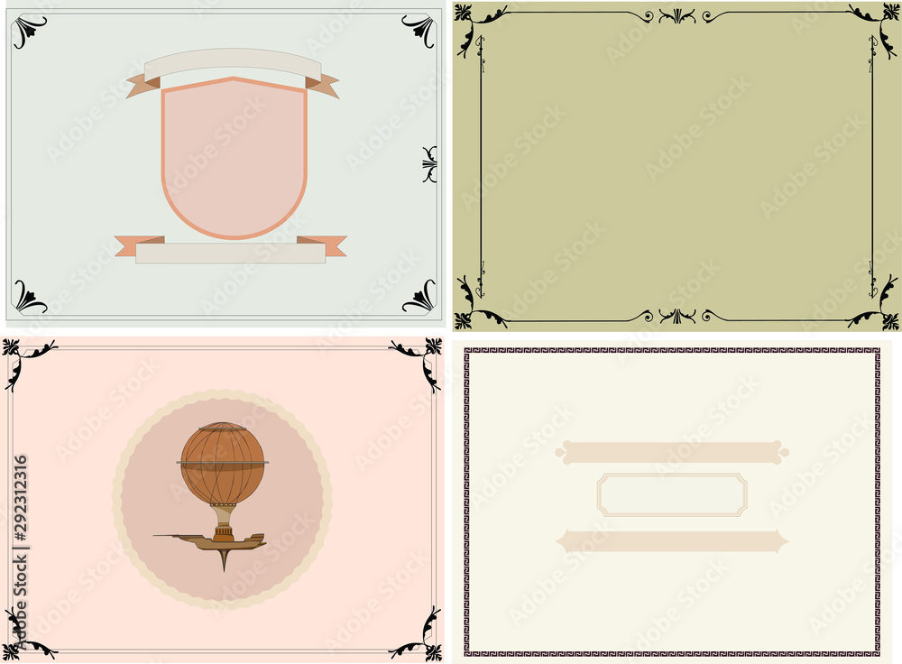 Vintage Steampunk frame set, border background, cogs and gears ...