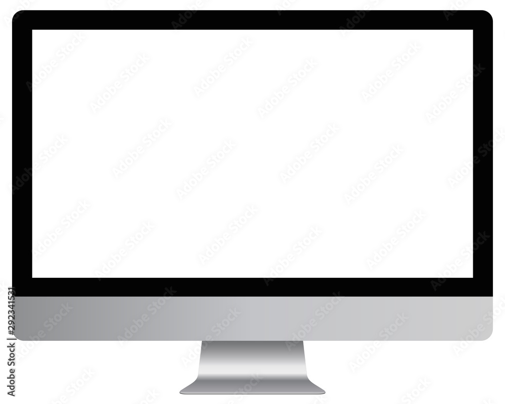 Computer with empty screen on white background. Vector mockup Stock ...