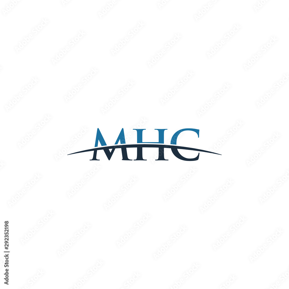 Initial letter MHC, overlapping movement swoosh horizon logo company ...