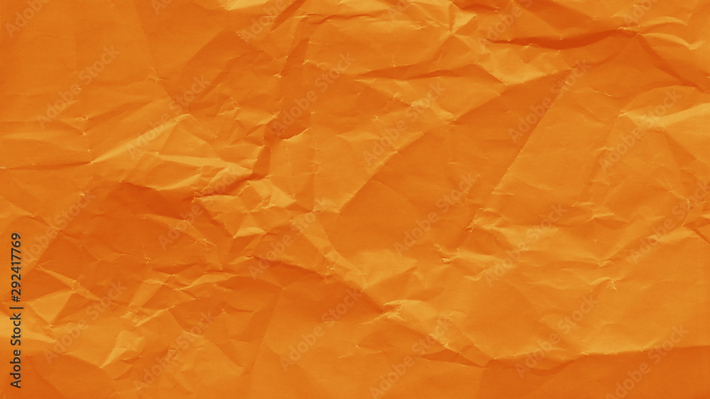Orange color crumpled sheet of paper texture. Wrinkled abstract ...