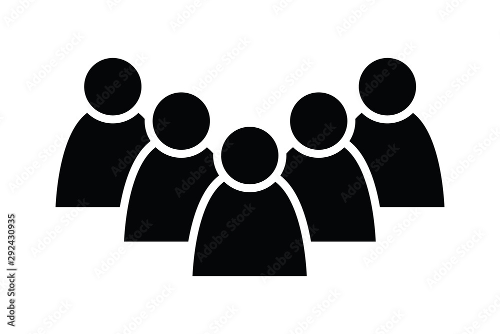 5 people icon. Group of persons. Simplified human pictogram. Modern ...
