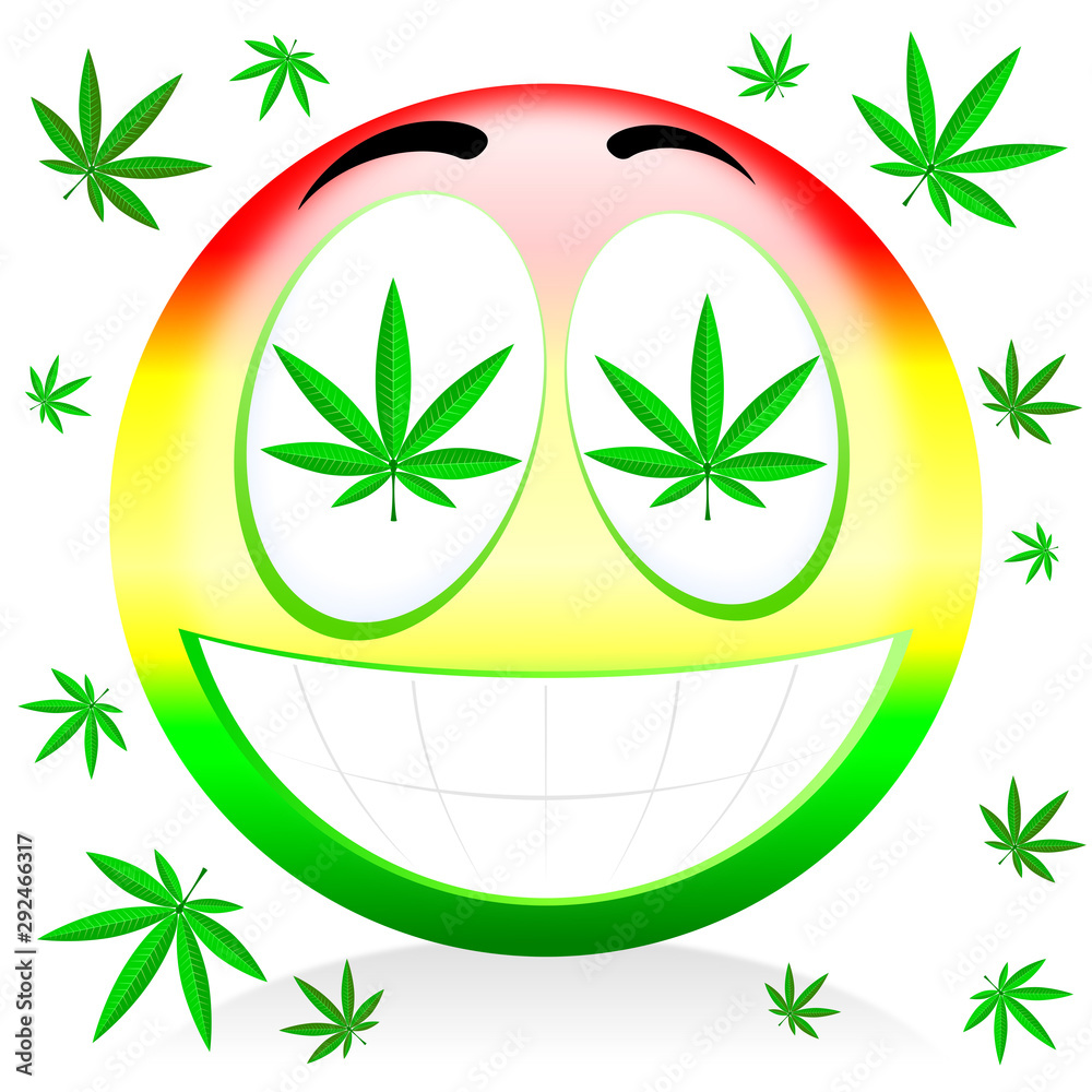 Happy marijuana emoticon - cartoon illustration Stock Illustration ...