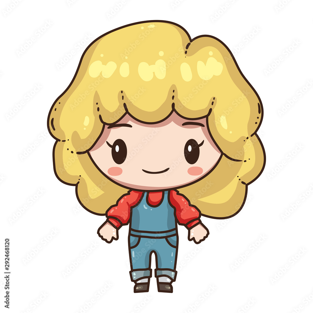 Vector illustration of cute chibi character isolated on white ...