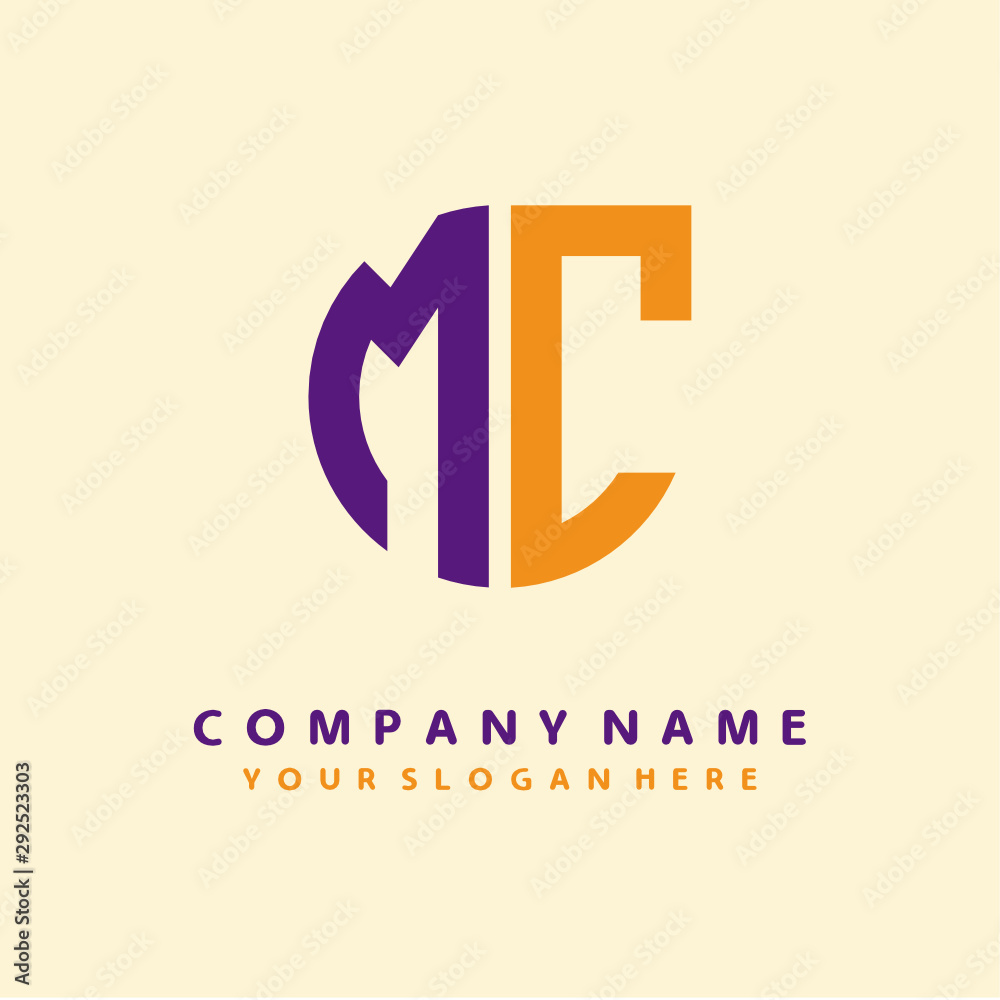 initial letter MC logo purple, orange. Monogram Vector Logo Stock ...